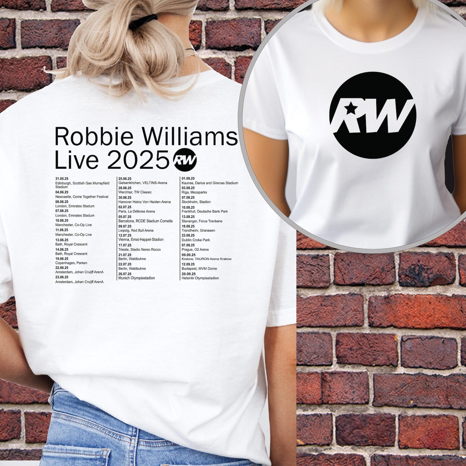 Robbieeee RW Logo Tour T-shirt, Robbieeee 2025 UK Tour T-Shirt ...