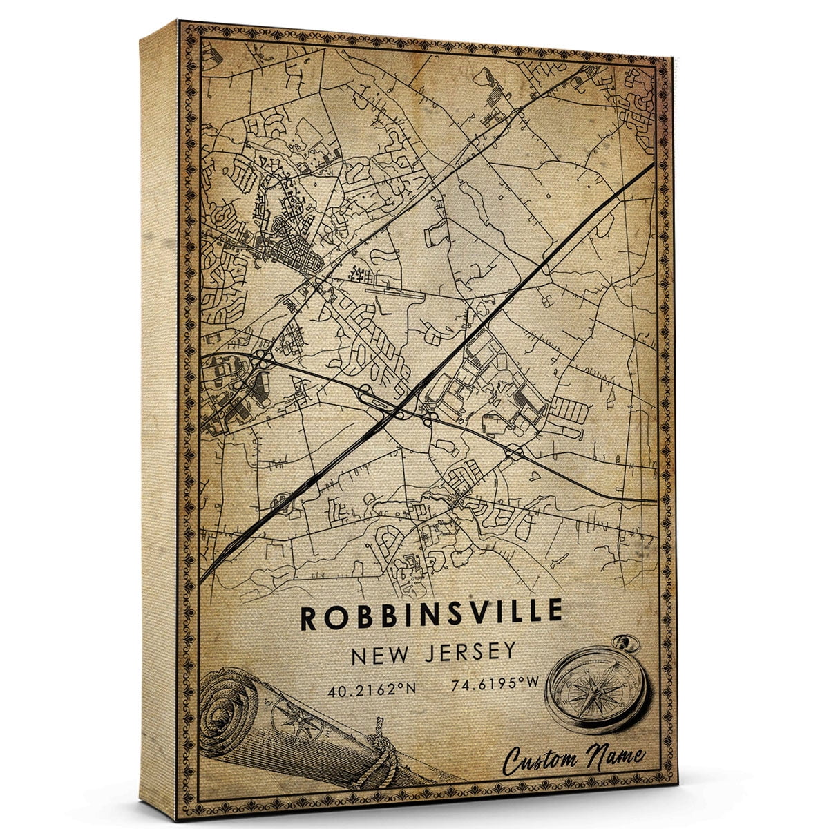 Robbinsville Map Poster, New Jersey Map Art Poster, Canvas ...