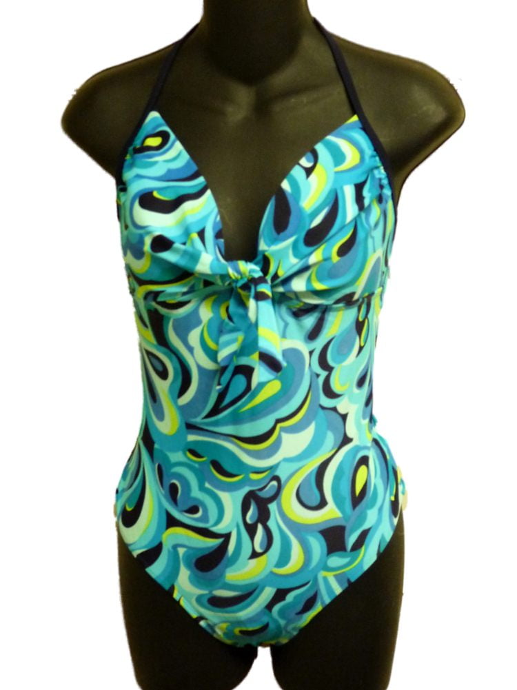Robby Len Womens Psychedelic Blue Paisley 1 Piece Swim & Bathing Suit ...