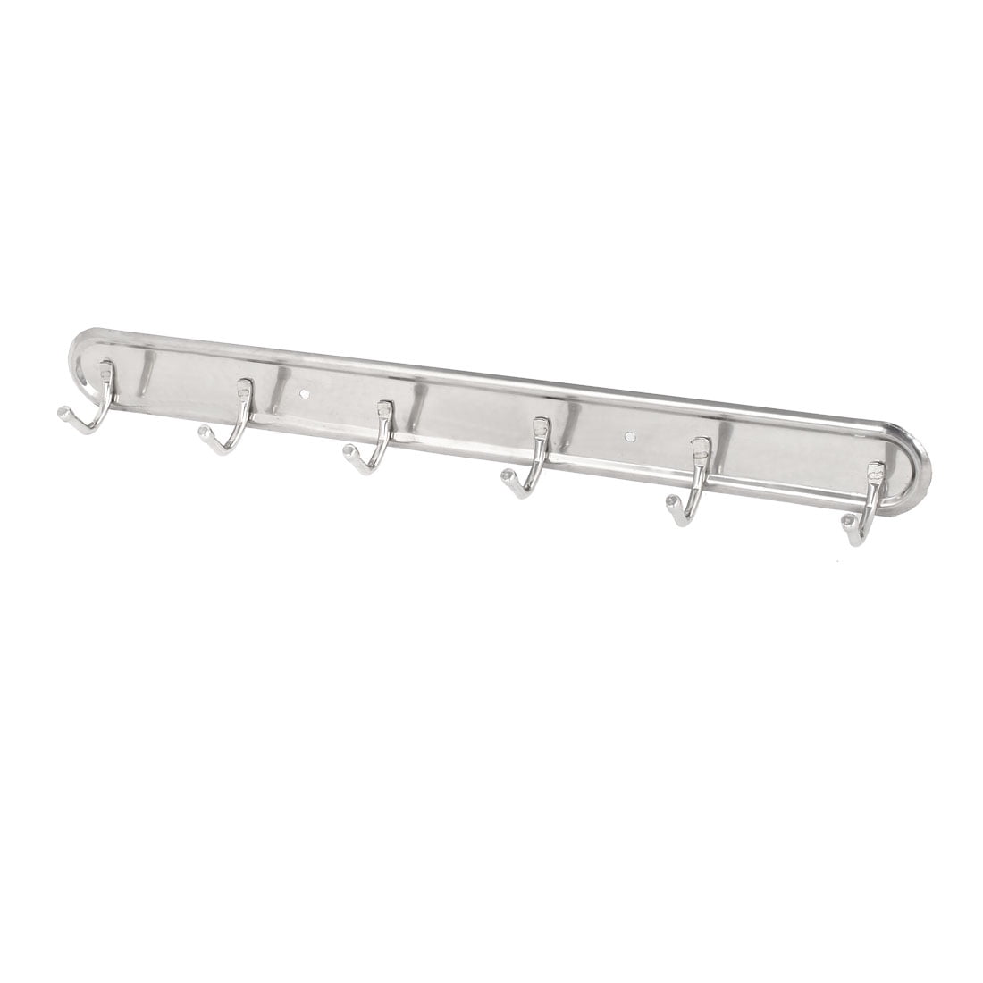Robe Coat Hat Stainless Steel Wall Mounted Hanger Rail Rack 6 Hooks ...