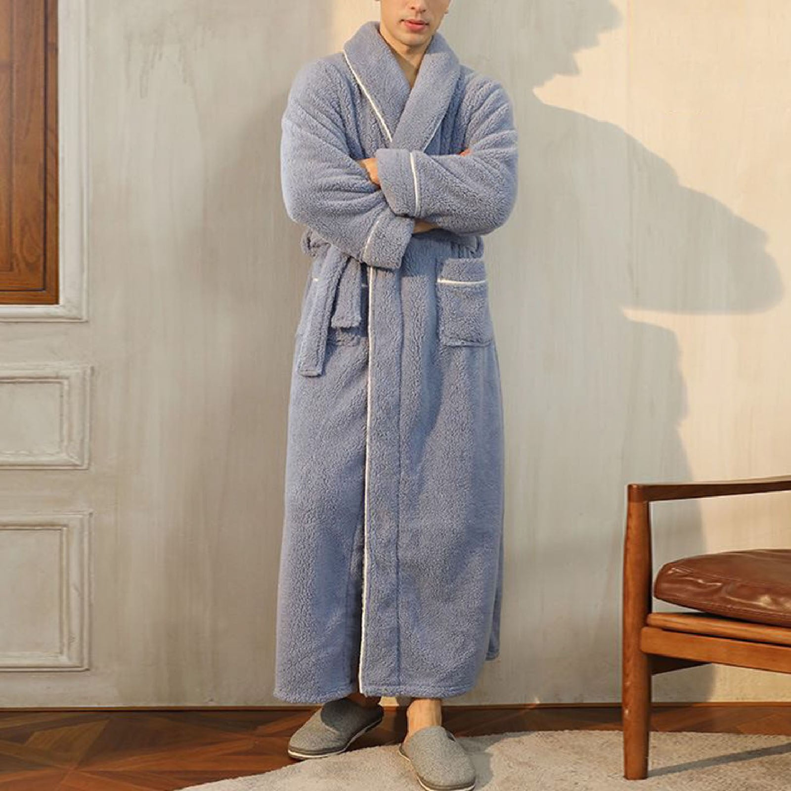 Robe For Men Men Terry Cloth Black Robe Robe Thickened, Couple, Autumn ...