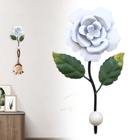 Robe Hook Wall Mount, Creative Hand Painted Resin Flower Hook, Vintage ...