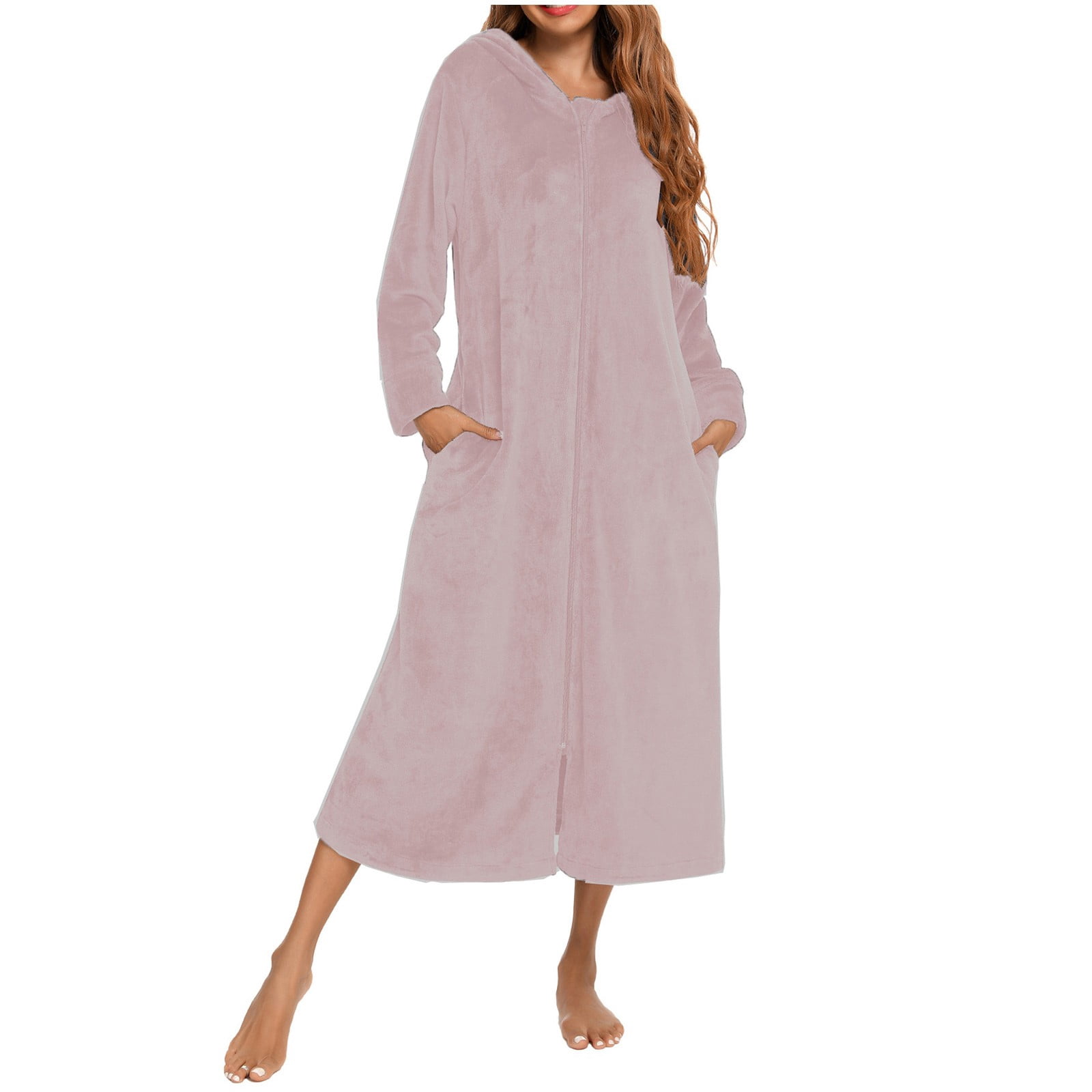 Robe for Women Soft Long Kimono Housecoat Full Zipper Women's Sleepwear ...