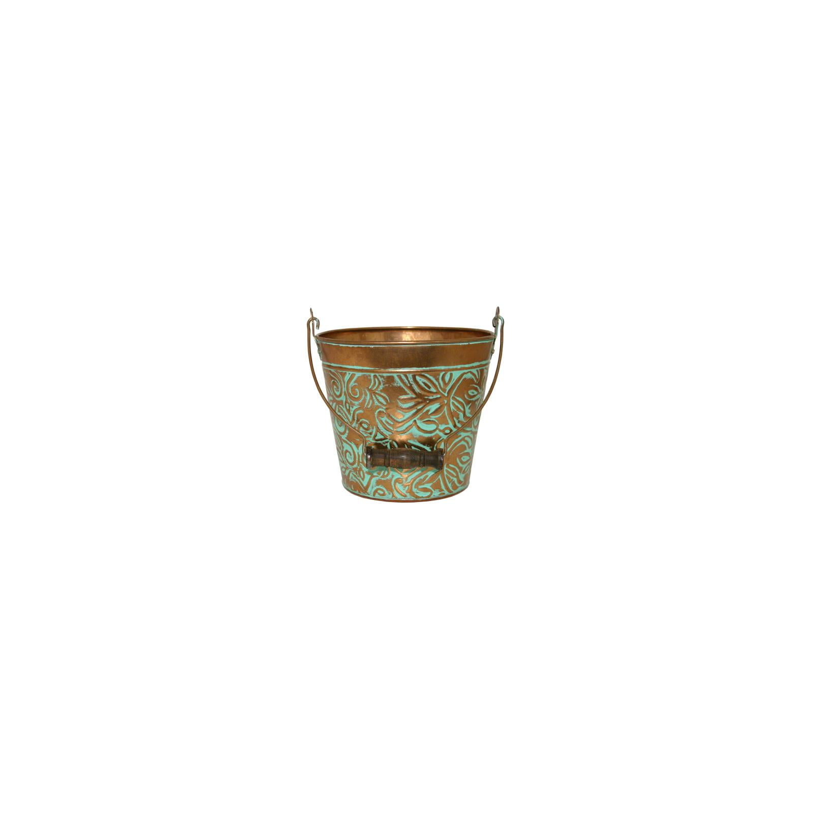 Headwind Robert Allen Vintage Floral Metal Planter with Handle, 12-Inch ...