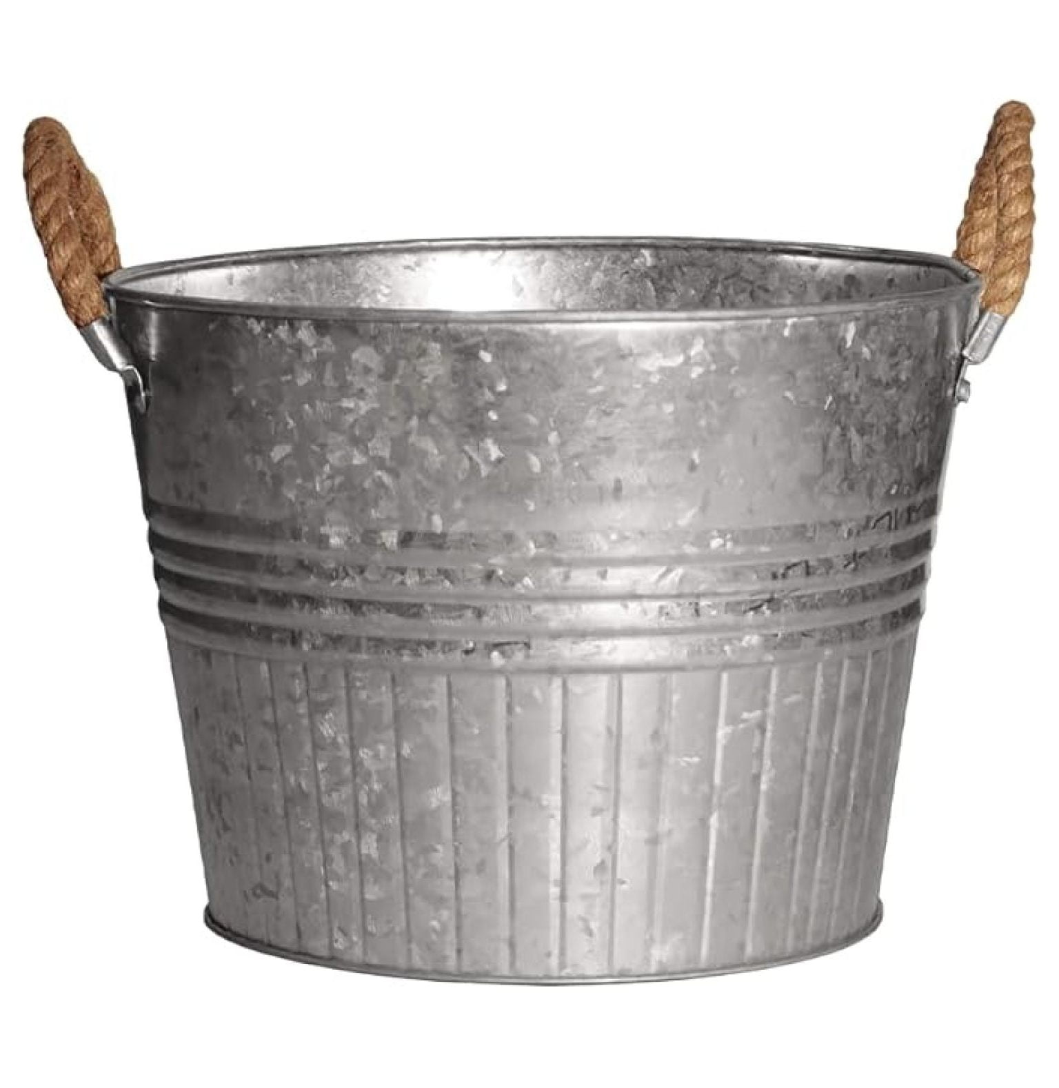 Robert Allen 8" Round Metal Planter w/Rope Handles – Lightweight ...