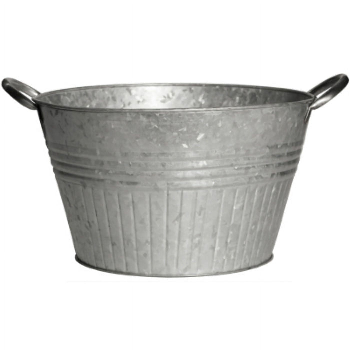 Robert Allen MPT01648 Round Tub Planter with Handles, Galvanized, 12 ...