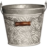 Robert Allen Floral Metal Planter With Handle - Indoor/Outdoor - Gray ...