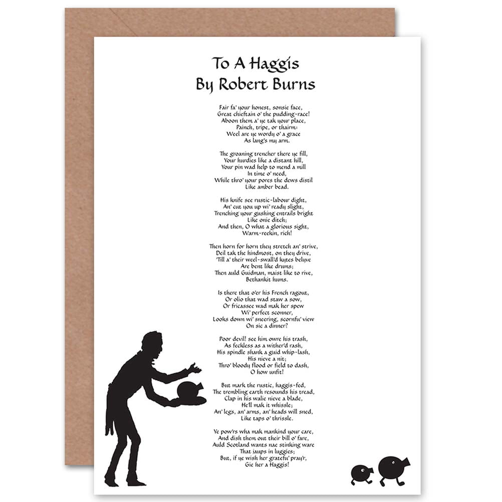 Robert Burns Poem Lyrics To A Haggis Scotland Greetings Card Plus ...