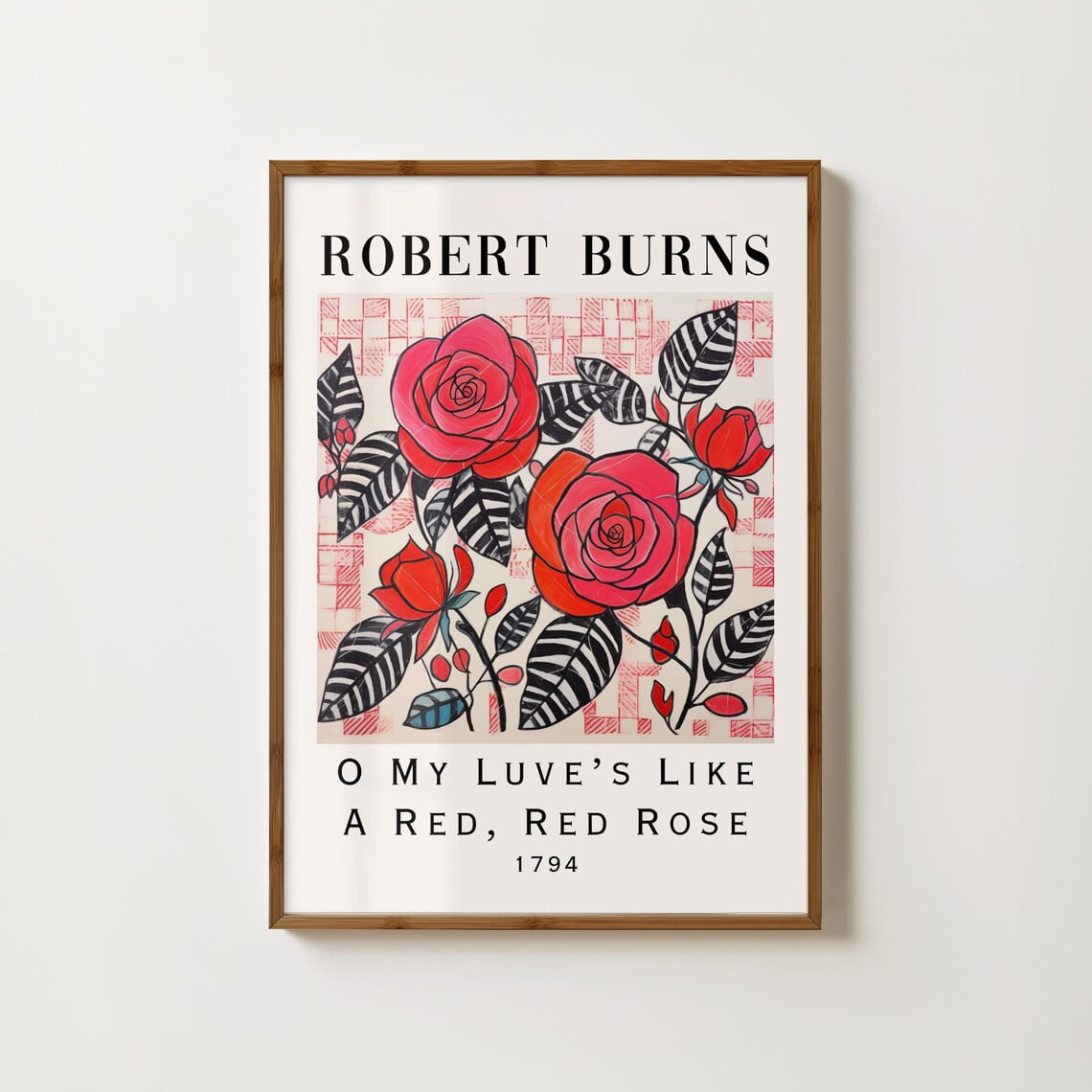 Robert Burns Wall Art, Red Red Rose Poem, Scottish Art Prints, Robert ...