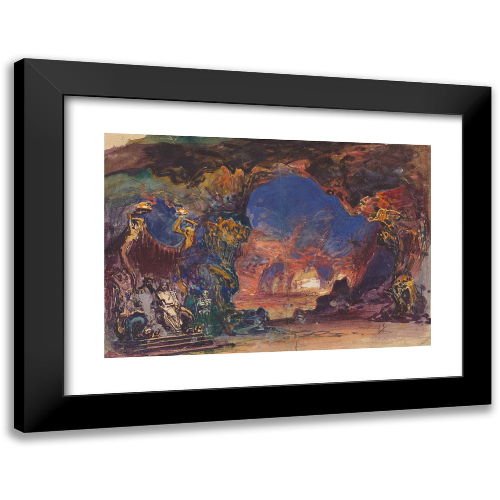 Robert Caney 18x14 Black Modern Framed Museum Art Print Titled - Underworld Scene with a Man and ...