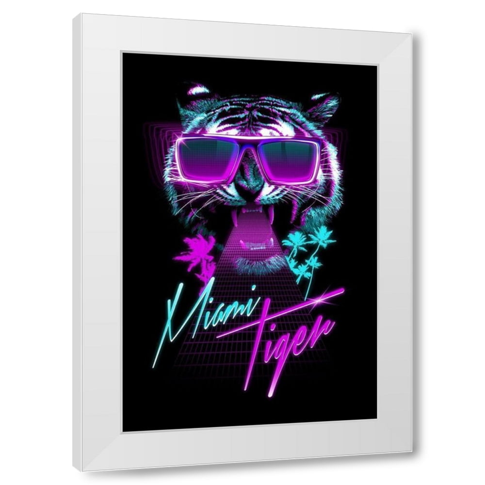 Robert Farkas 4x14 White Modern Wood Framed Wall Art Titled - Miami ...