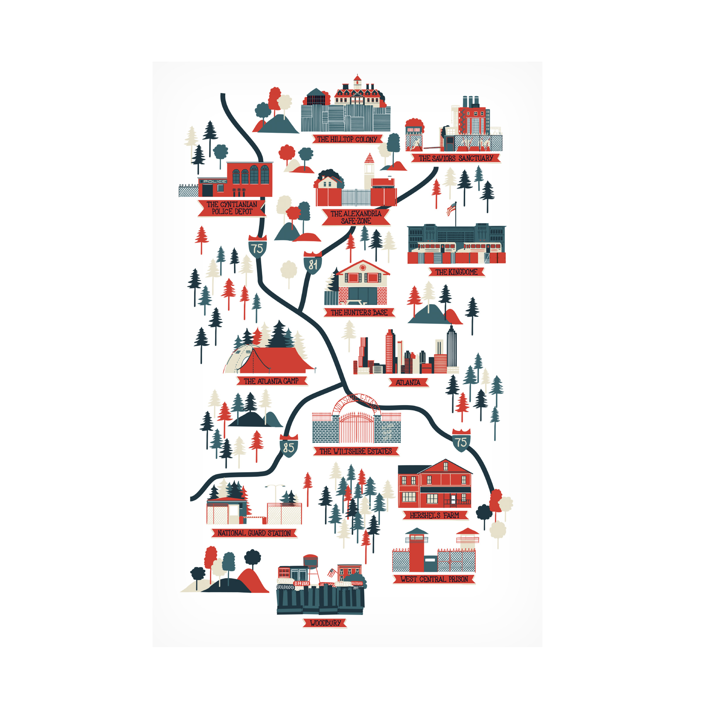 Robert Farkas 'The Walking Dead Map Verb' Canvas Art - Walmart.com