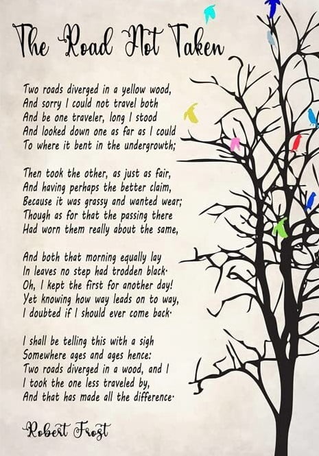 Robert Frost Poem Wall Art poster The Road Not Taken Poem Poster ...