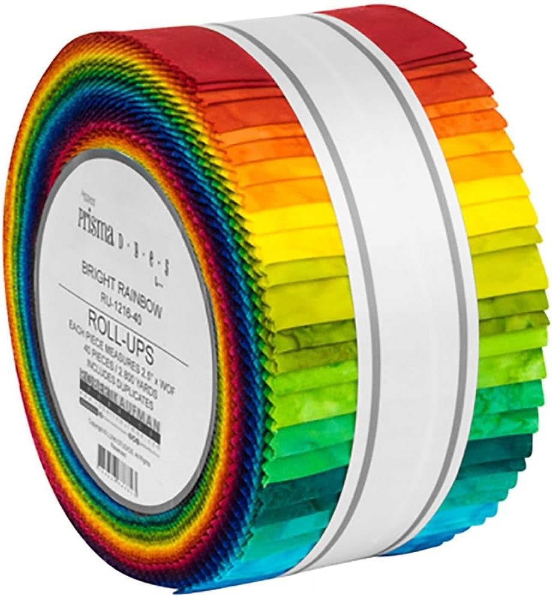 Robert Kaufman Fabrics Prisma Dyes Bright Rainbow Roll UP Fabric Strips ...