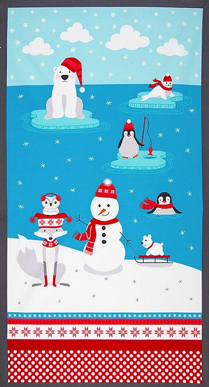 Robert Kaufman Polar Pals Blue 24x43" Panel 100% Cotton Fabric Sold by ...