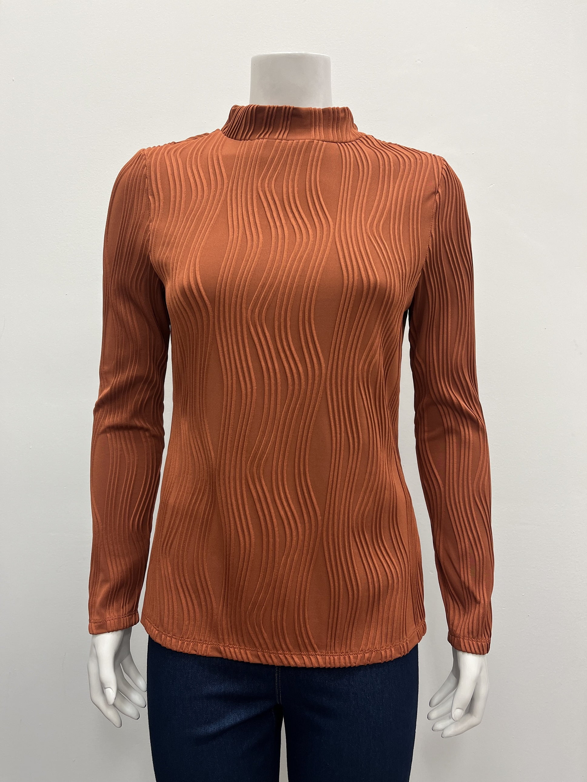 Robert Louis pull over textured long sleeve mock neck Blouse , Baked ...