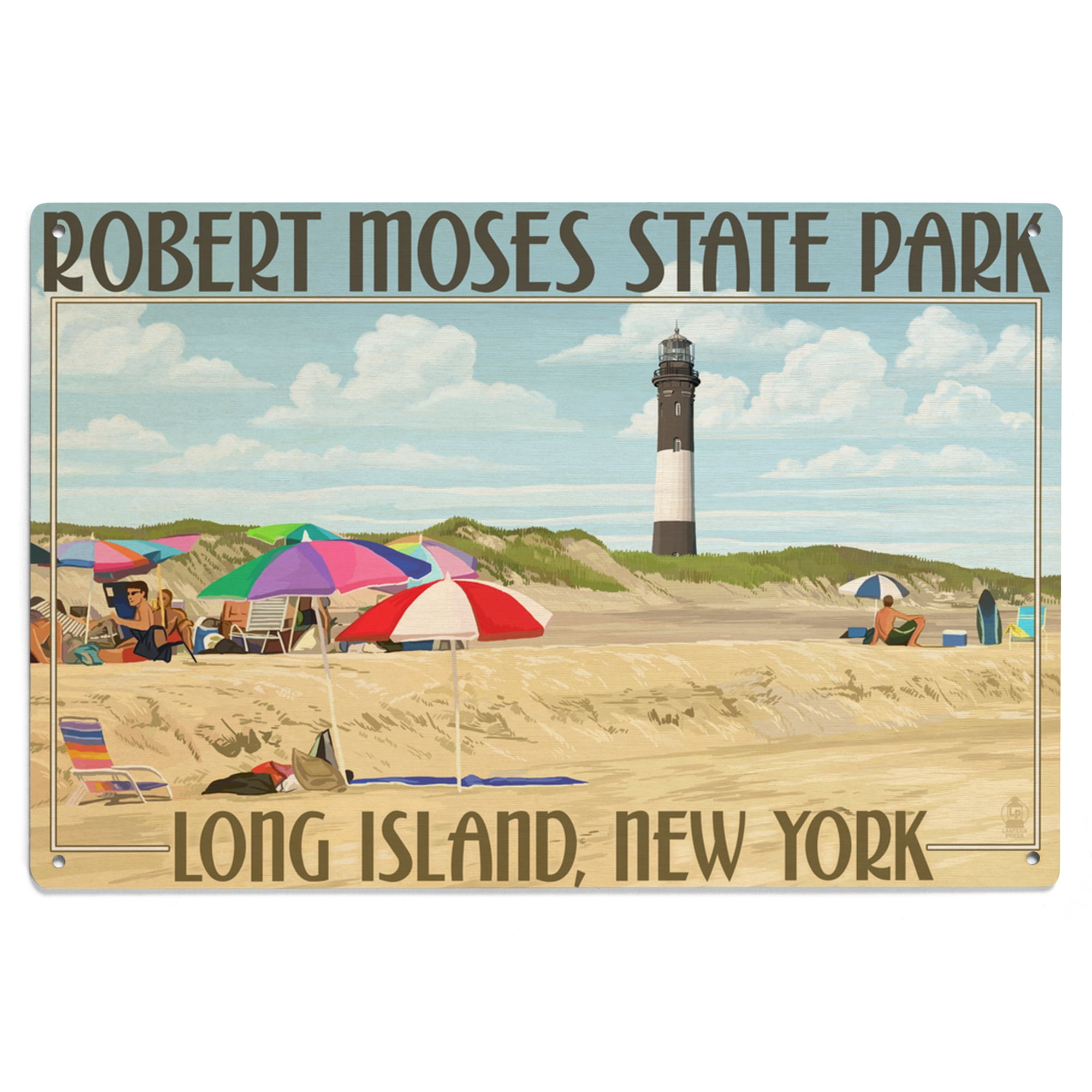 Robert Moses State Park, Long Island, New York Birch Wood Wall Sign ...
