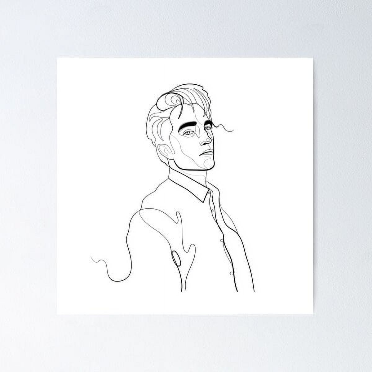 Robert Pattinson Line Illustration Poster Wall Art, Modern Wall Decor ...