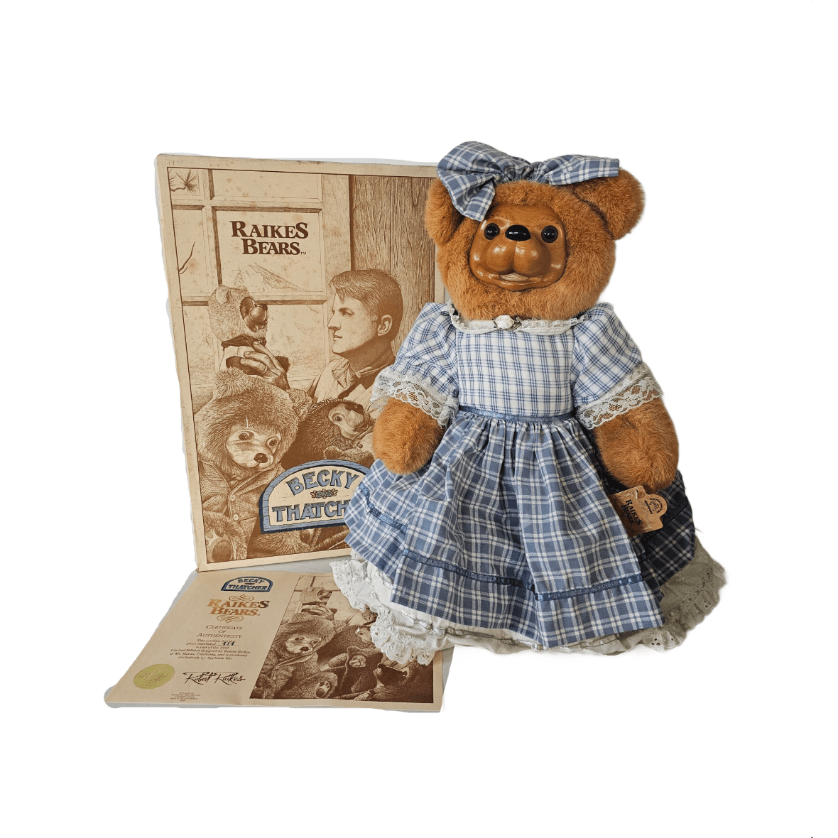 Robert Raikes 1992 "Becky Thatcher" Wood Face Bear 18" Teddy Bear ...