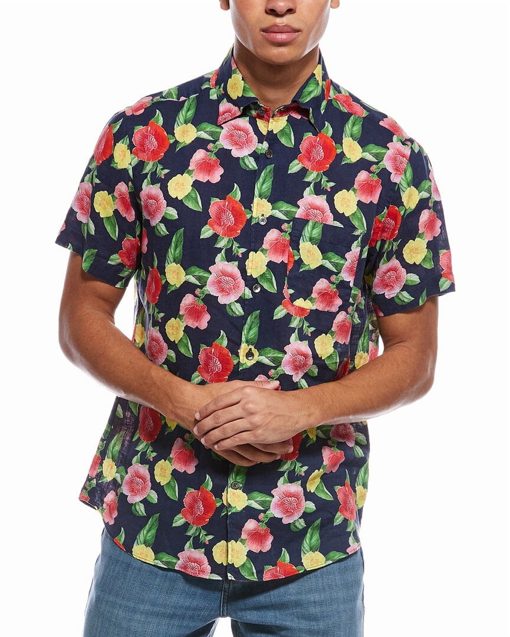 Robert Talbott mens Morgan Linen Shirt, s, NAVY MULTI - Walmart.com