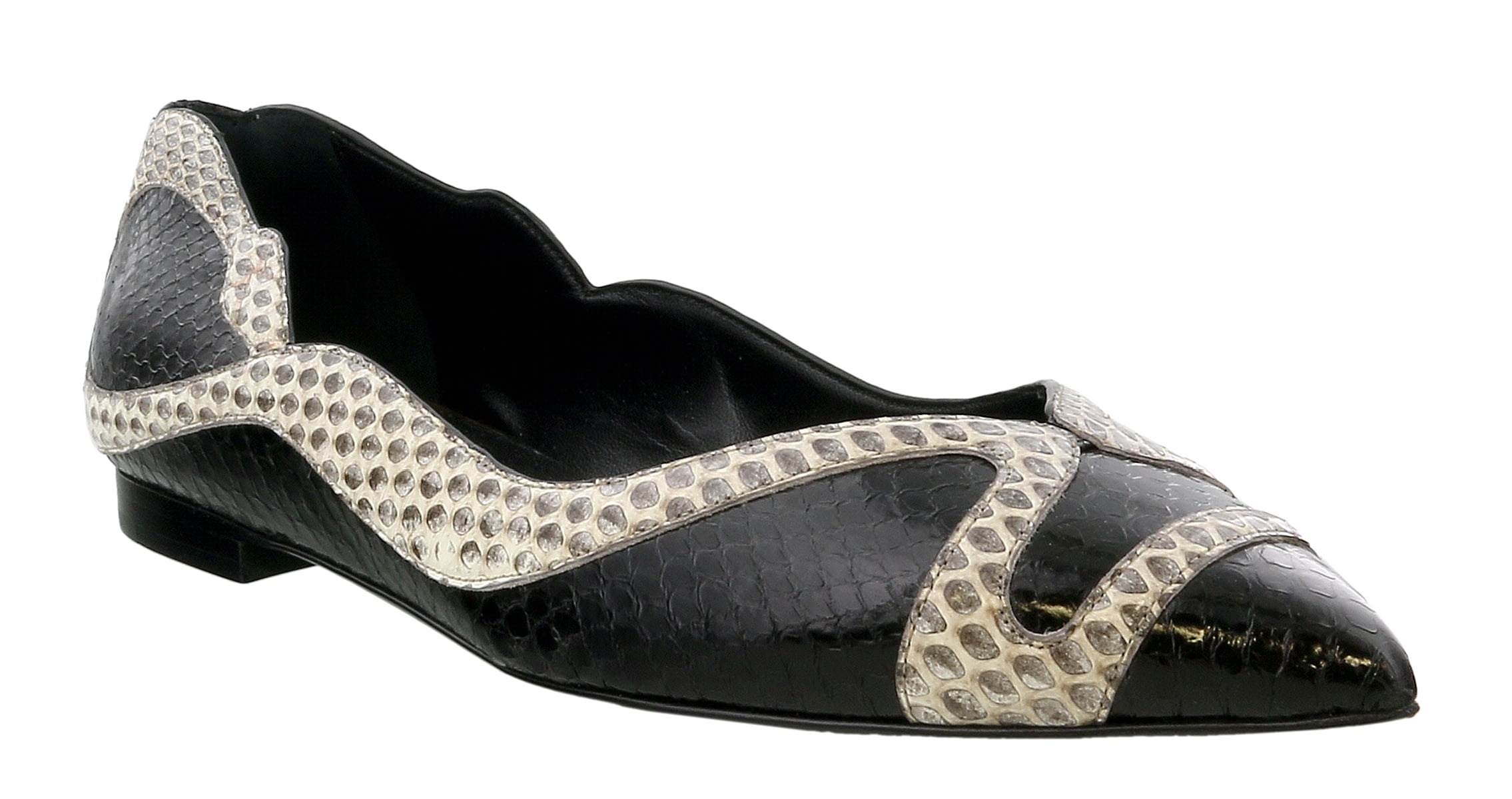 Roberto Cavalli Black Python Detail Pointed Toe Ballerina-6 for Womens ...