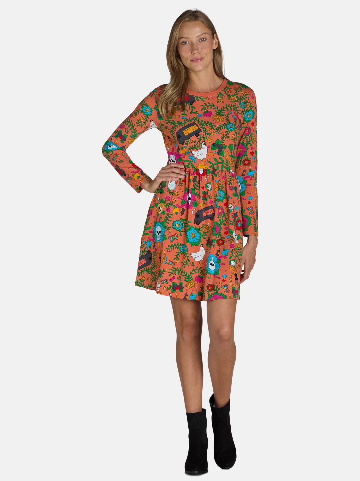 Roberto Lugo Morris Study 5 Skulls Print Dress - Walmart.com