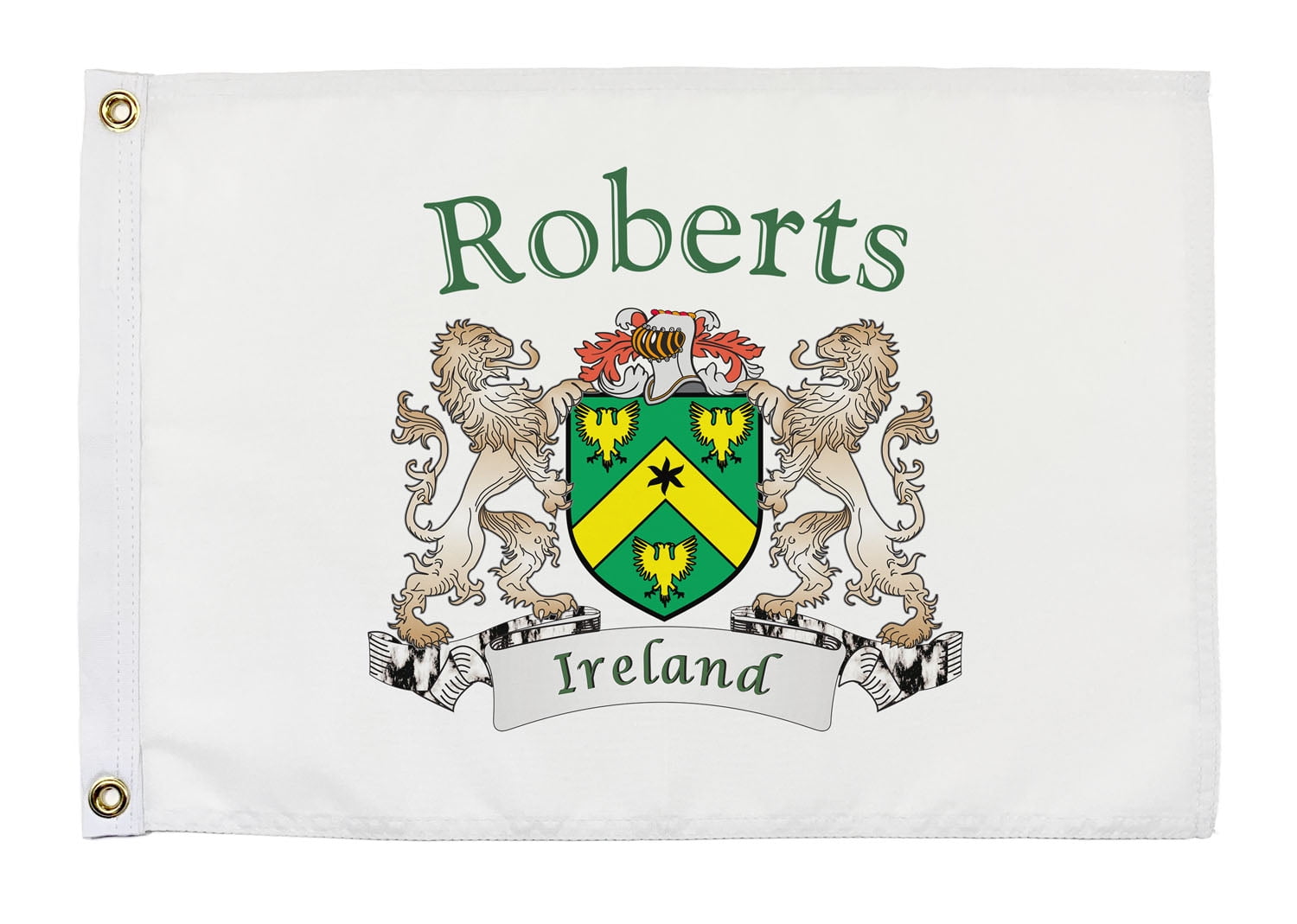 Roberts Irish Coat of Arms Small White Flag - 16"x10.5" inches ...