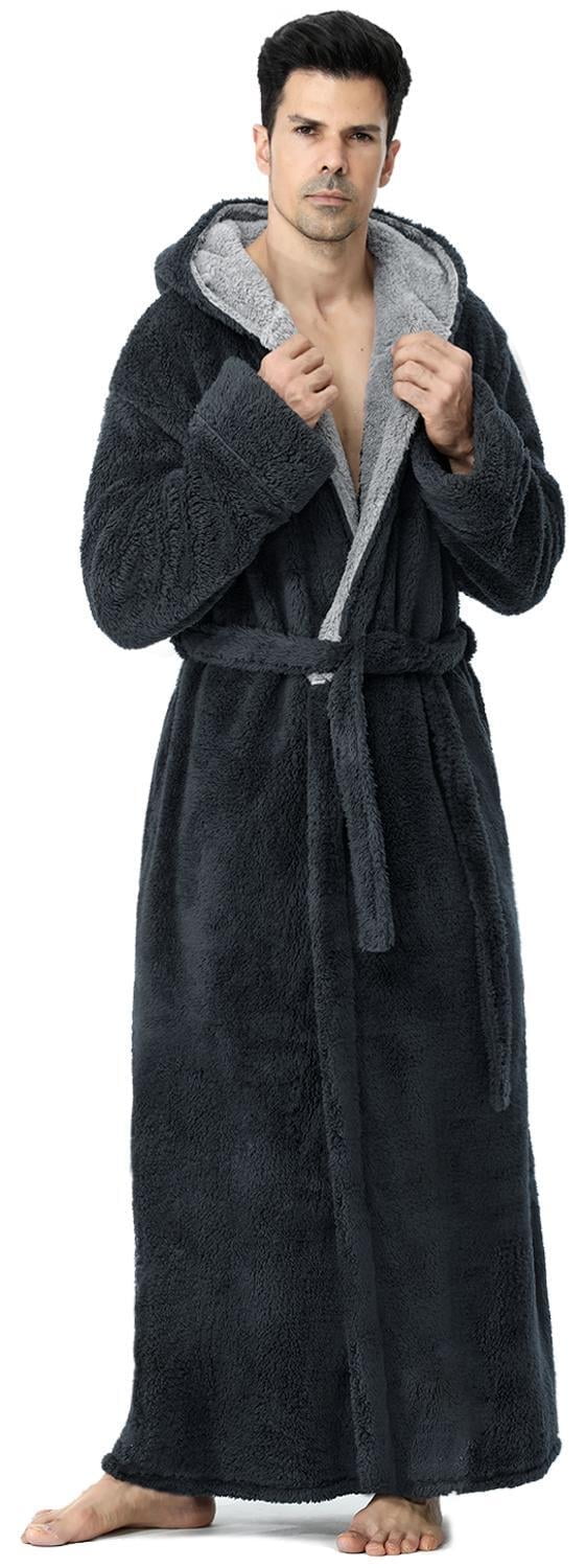 Robes for Men, LOFIR Long Mens Robes, Warm Soft Plush Mens Robe with Hood, Plus Size Plus Thick ...