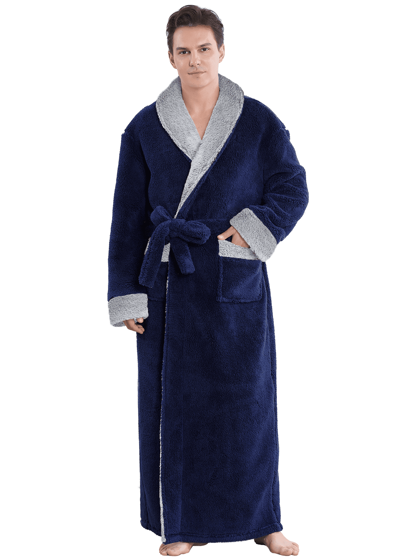 Robes for Men, LOFIR Long Mens Robes, Warm Soft Plush Mens Robe with ...