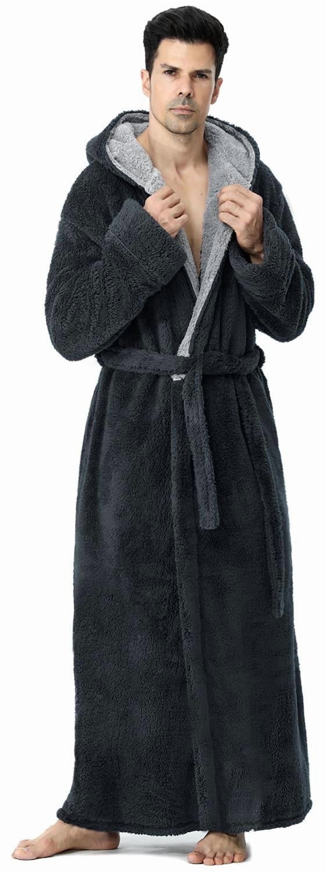 Robes for Men, LOFIR Long Mens Robes, Warm Soft Plush Mens Robe with ...