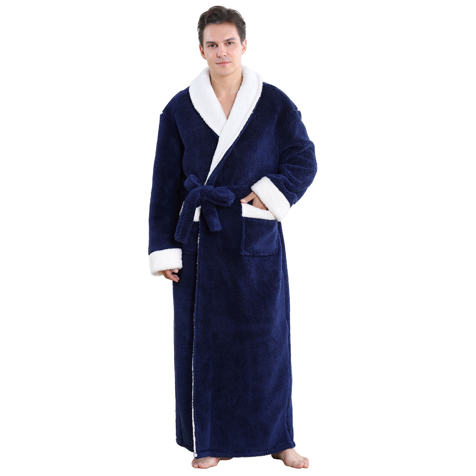 Robes for Men, LOFIR Long Mens Robes, Warm Soft Plush Mens Robe with ...