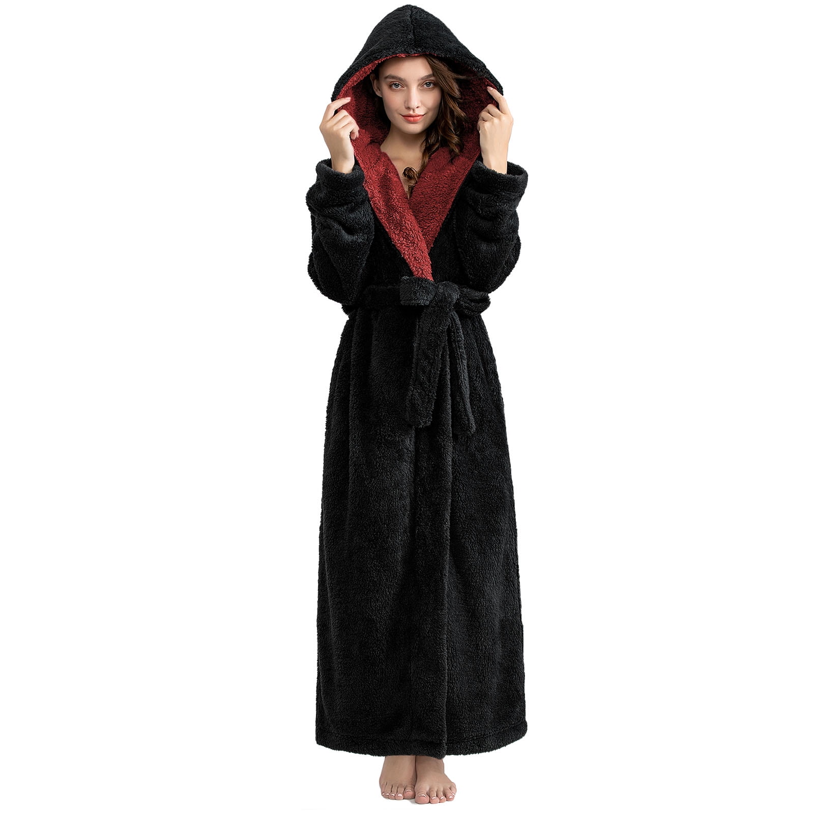 Robes for Women, LOFIR Full-Length Womens Robes, Soft Fleece Hooded ...
