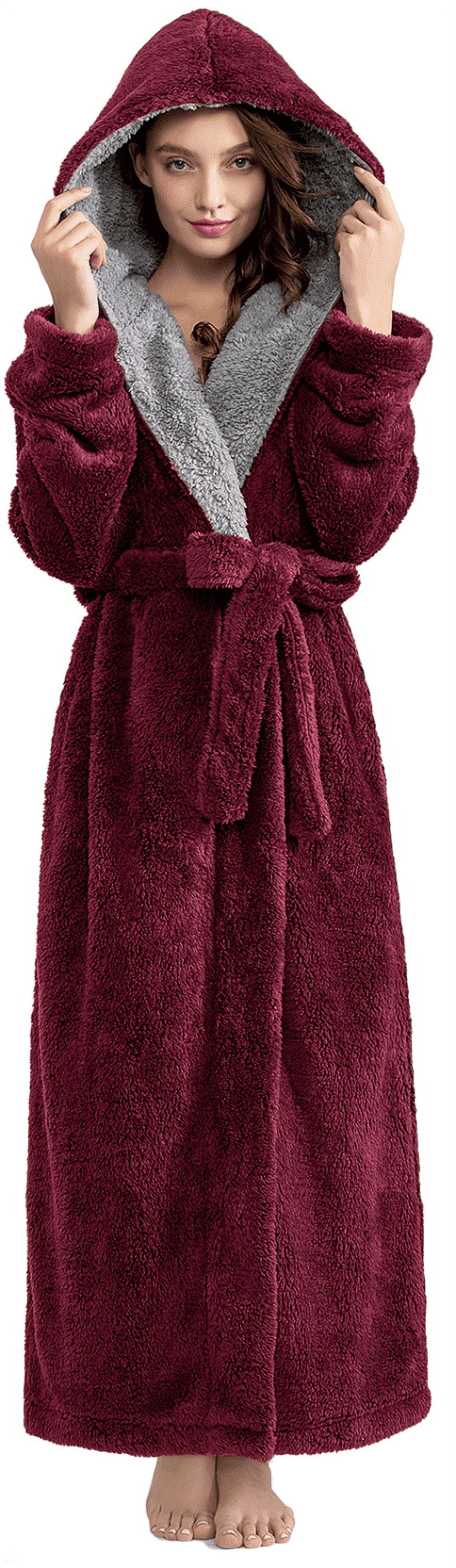 Robes for Women, LOFIR Full-Length Womens Robes, Soft Fleece Hooded ...