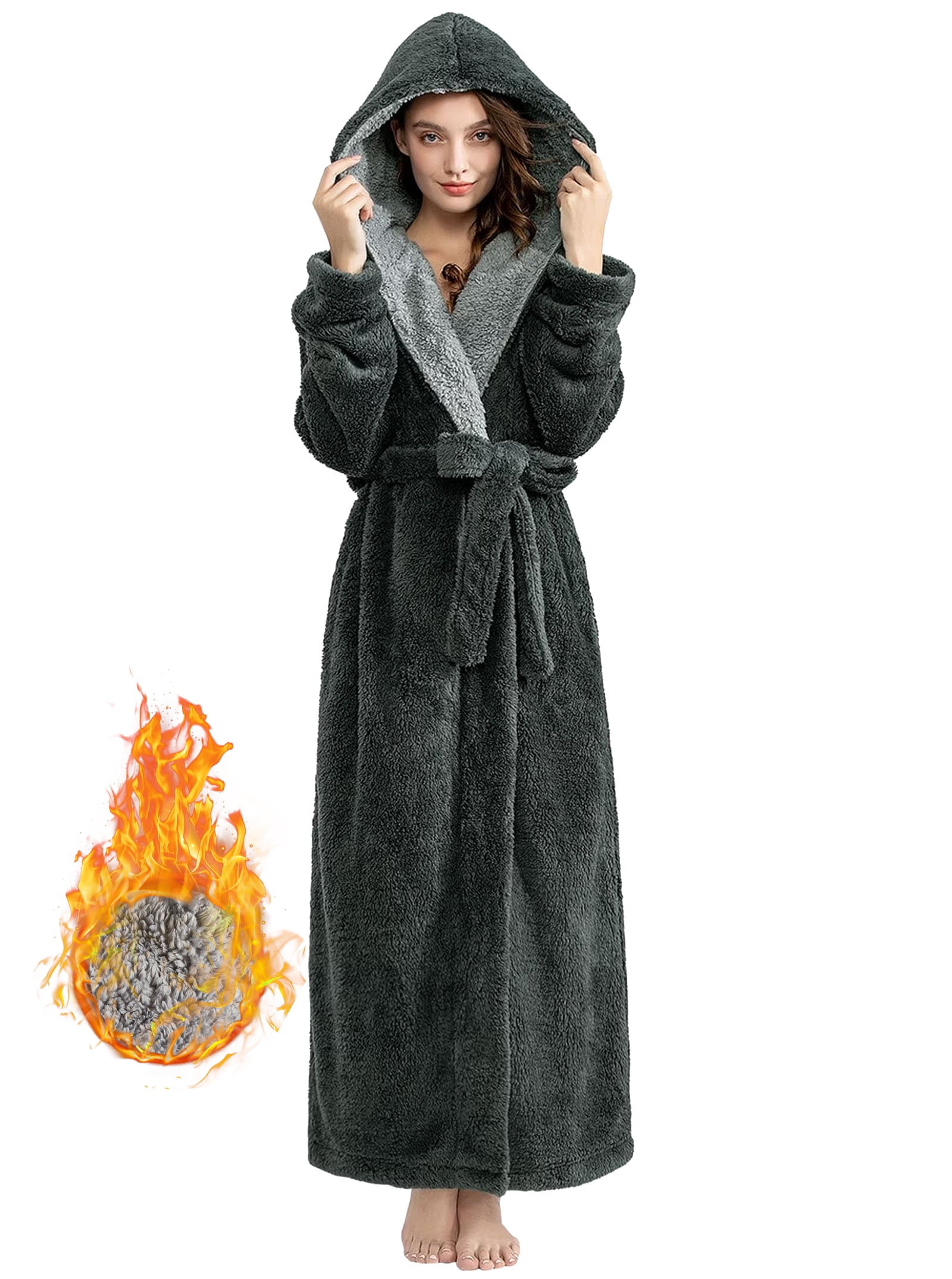 Robes for Women, LOFIR Full-Length Womens Robes, Soft Fleece Hooded ...