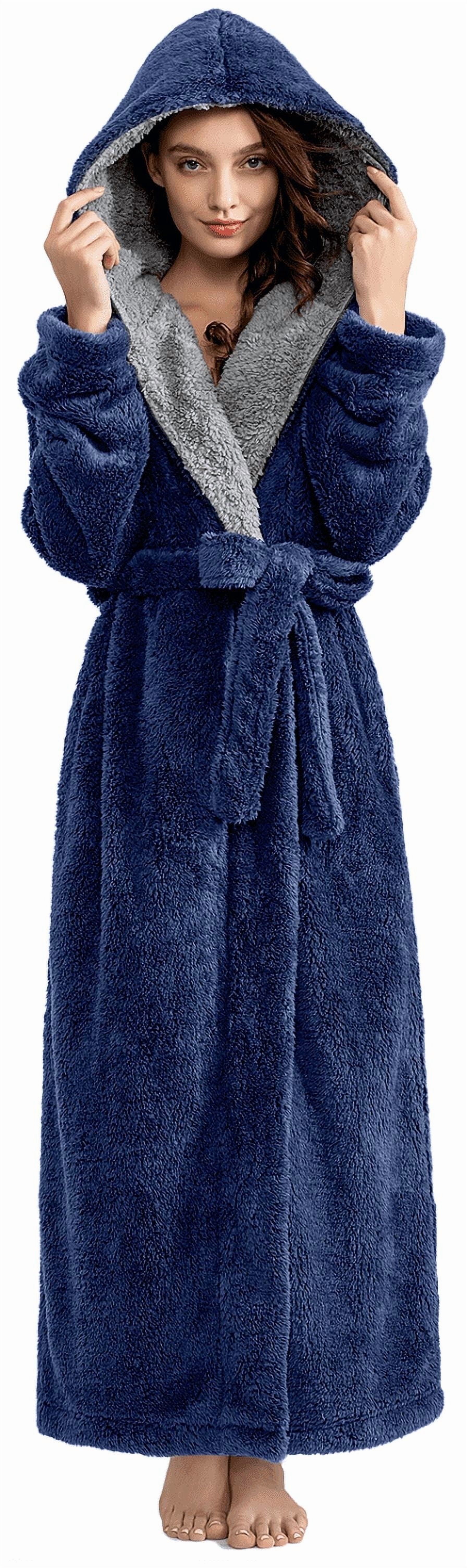 Robes for Women, LOFIR Full-Length Womens Robes, Soft Fleece Hooded ...
