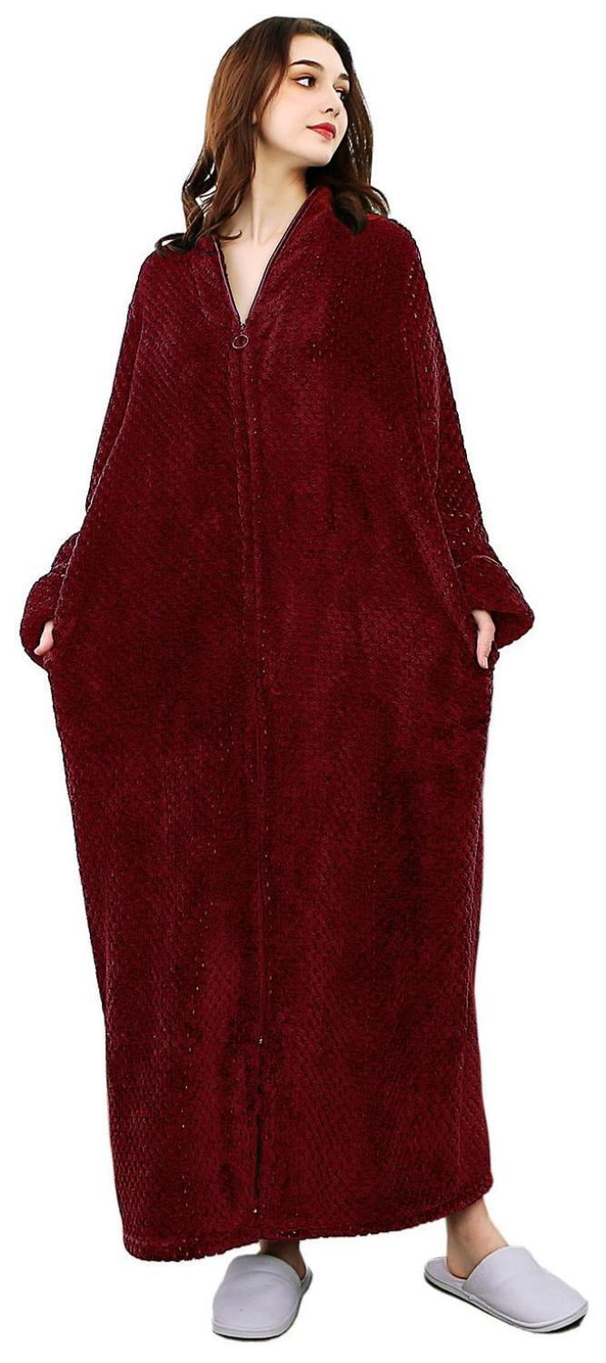 Robes For Women Lofir Long Womens Robes Cozy Soft Fluffy Fleece Plus Size Front Zipper Robe
