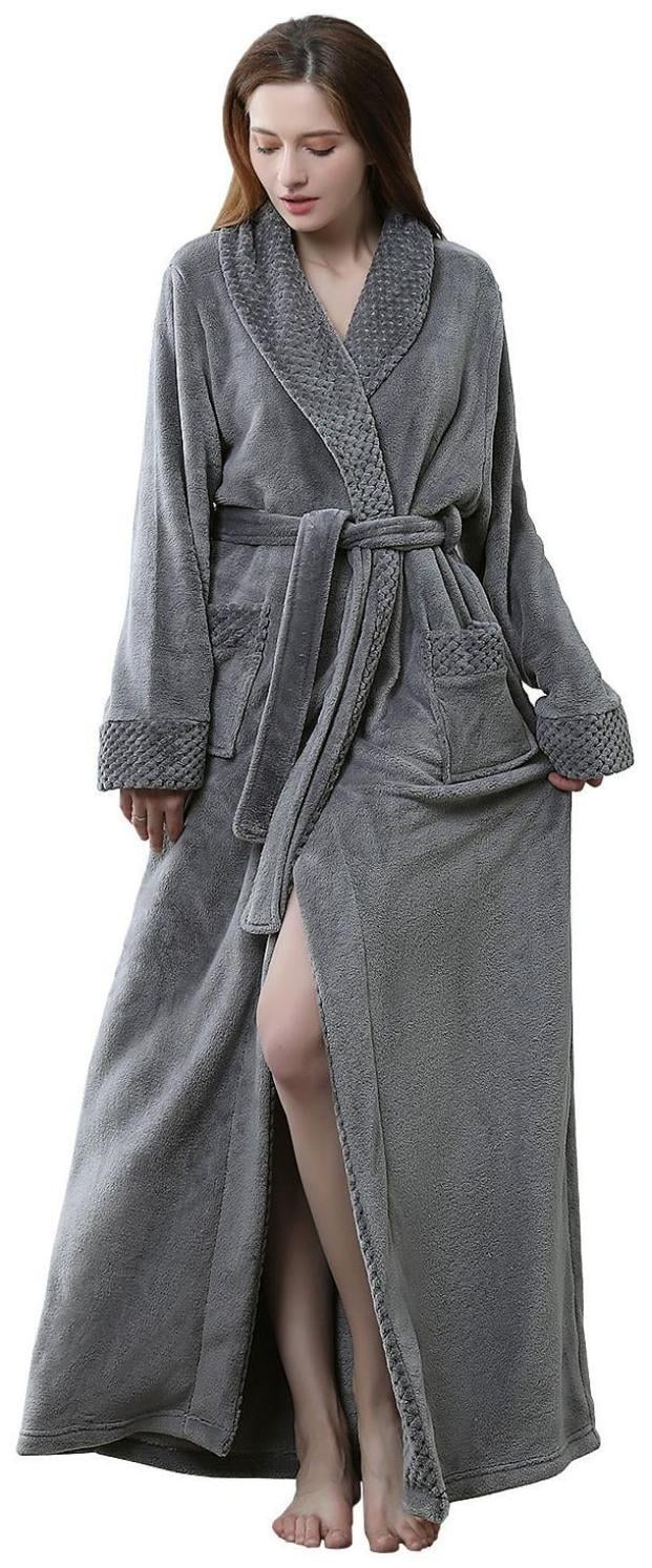 LOFIR Women's Bathrobe, Soft Fluffy Fleece, Front Pocket, Shower ...