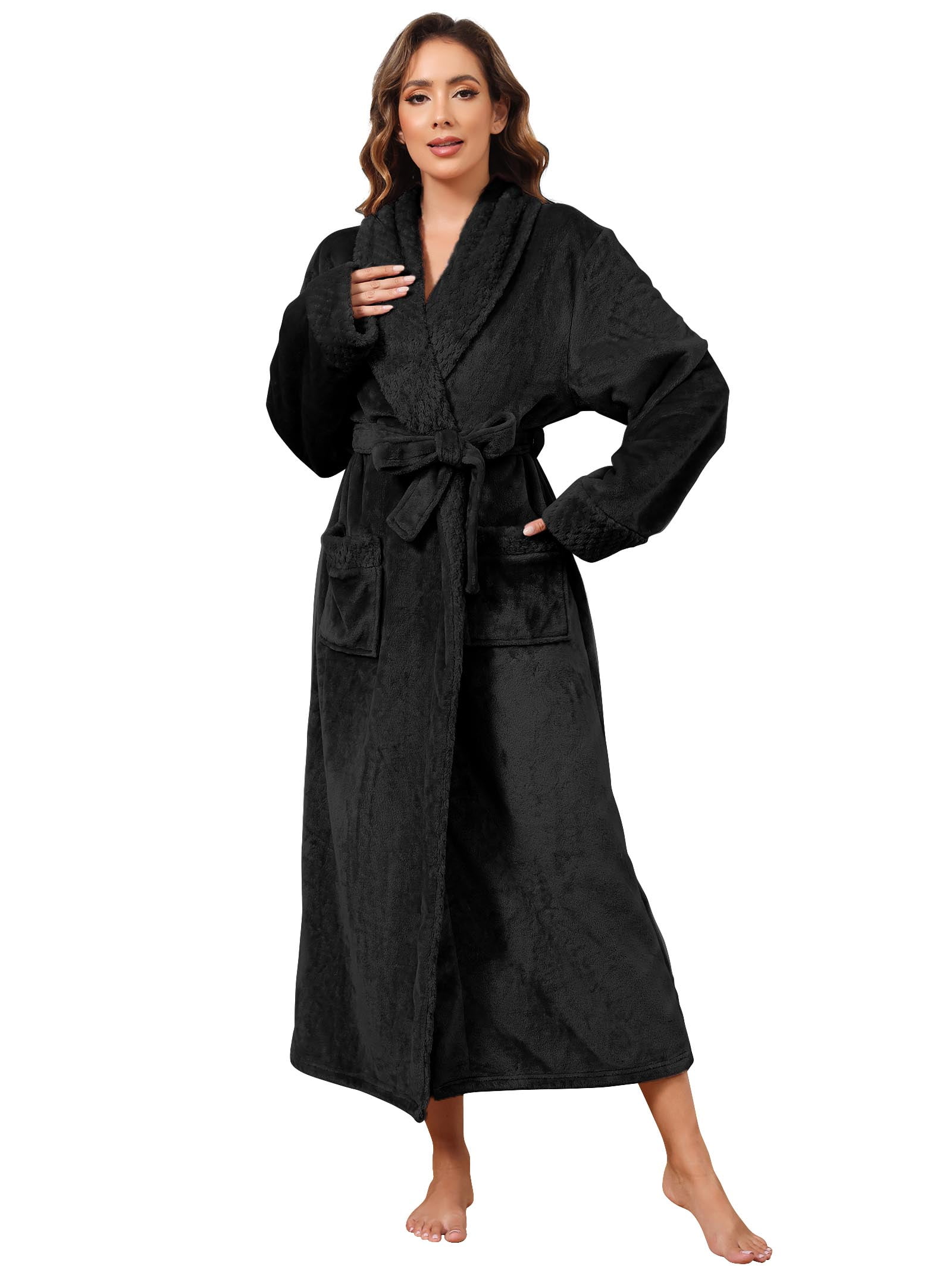 Robes for Women, LOFIR Long Womens Robes, Soft Fluffy Fleece Bath Robe with Front Pocket, Winter ...