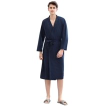 Woungzha Men's Waffle Kimono Robe Cotton Lightweight Nightgowns Spa ...