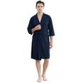PUTUO Men's Robe, Plus Size Long Bath XL, Lightweight Cotton Spa ...