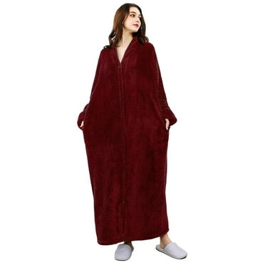 Miss Elaine Women's Jacquard Cuddle Fleece Long Zipper Robe - Walmart.com