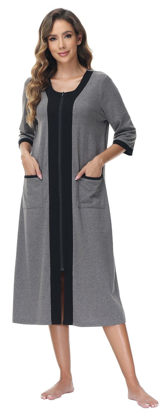 Robes for Women, LOFIR Womens Robes Zip Up Front Full Length ...