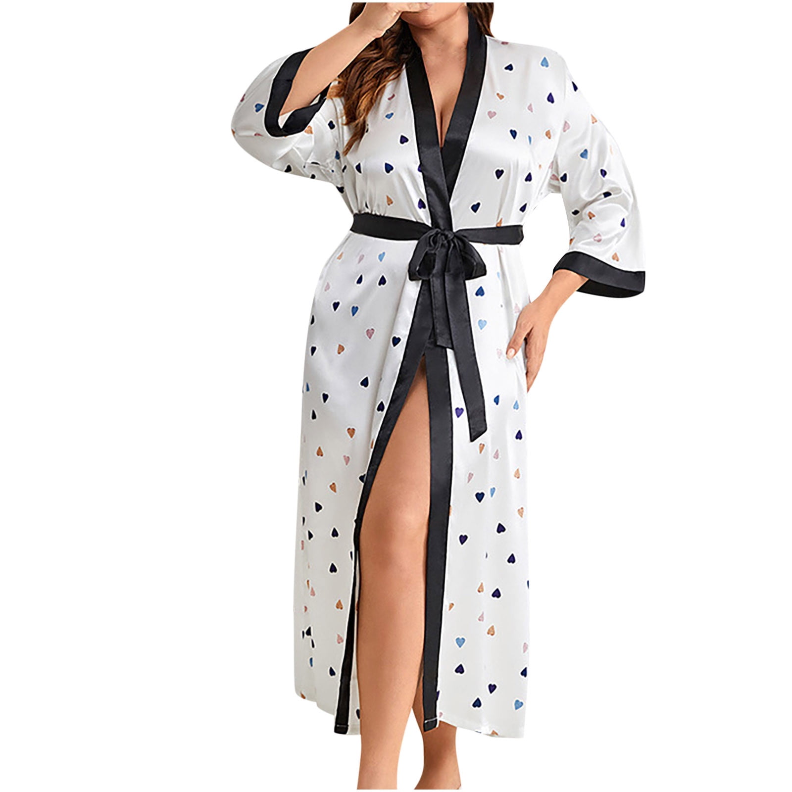 Robes for Women Plus Size Soft Satin Lightweight Long Silk Sleepwear ...