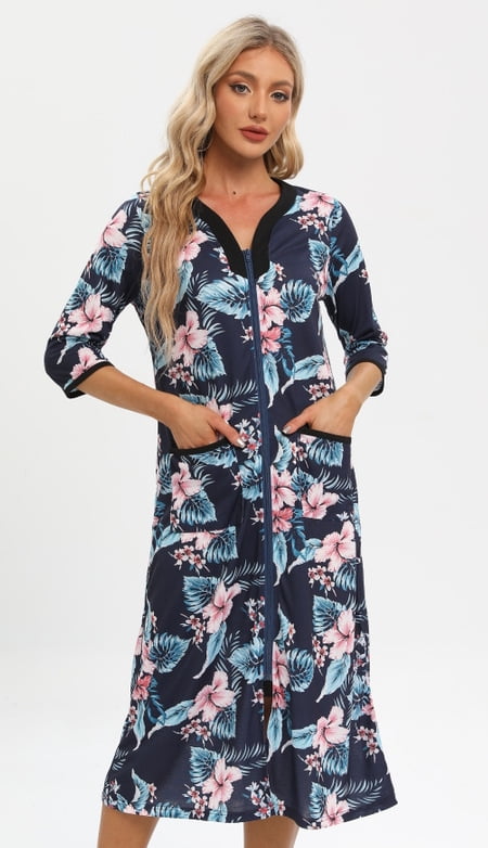 Robes for Women: Syphoria Lightweight Summer Womens Robes, Zip Up Front ...