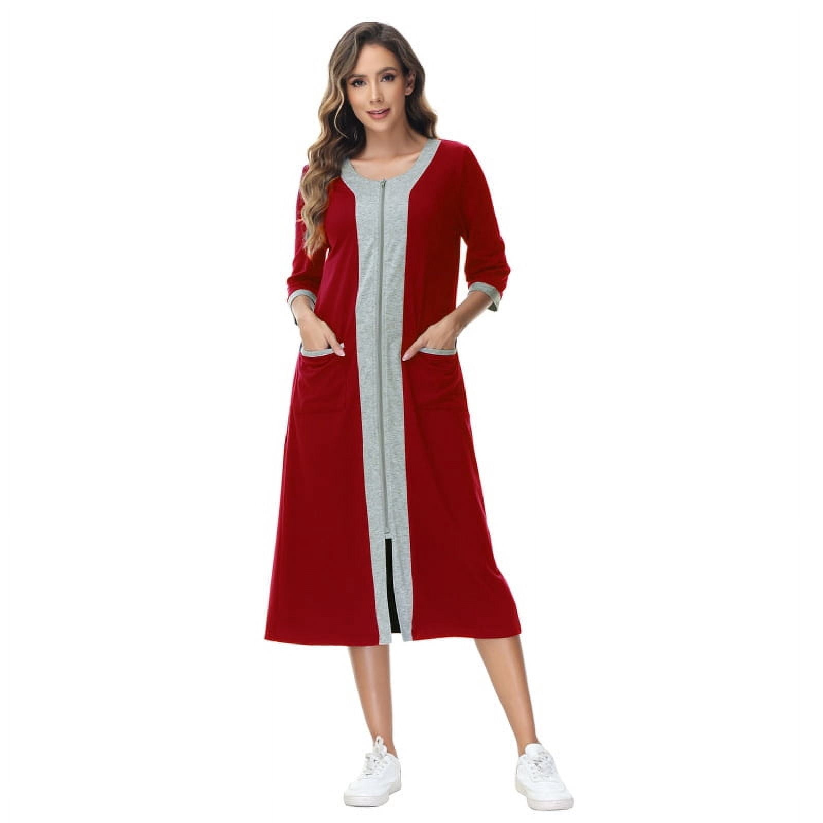 Robes for Women: Syphoria Zip Up Front Summer Robe for Women, 3/4 ...