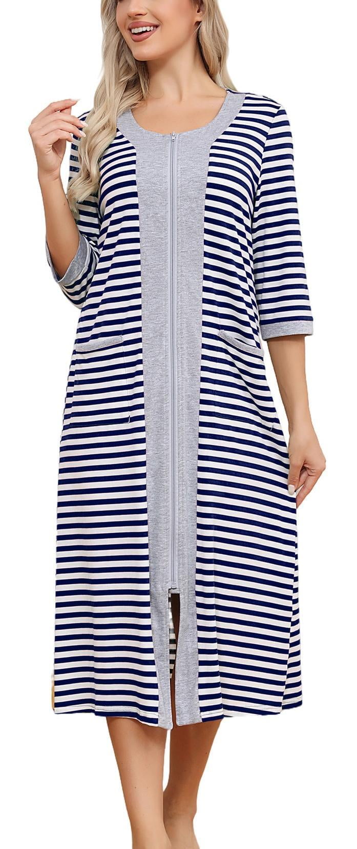 Robes for Women: Syphoria Zip Up Front Summer Robe for Women, 3/4 ...