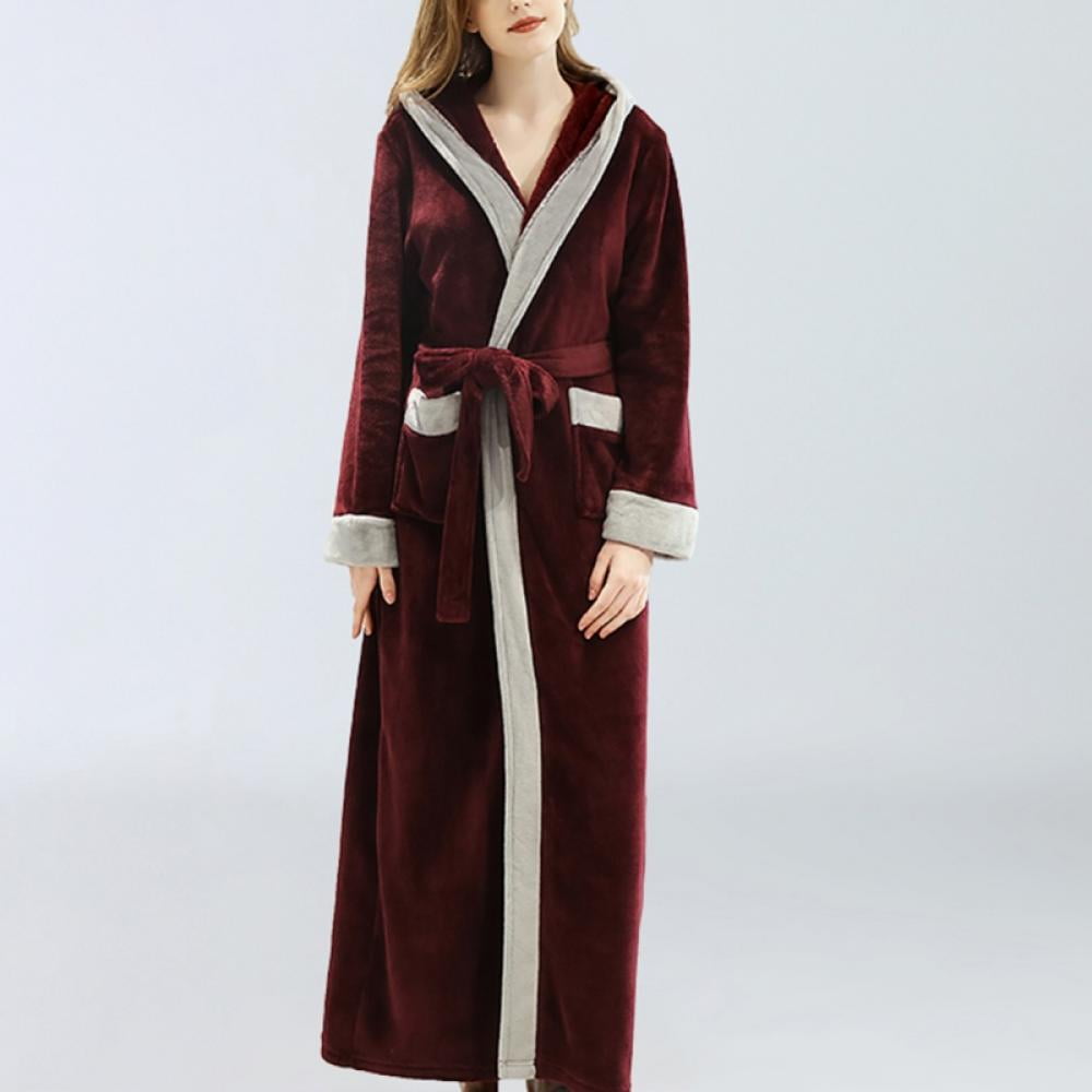 Robes for Women with Hood Long Soft Warm Full Length Sleepwear ...