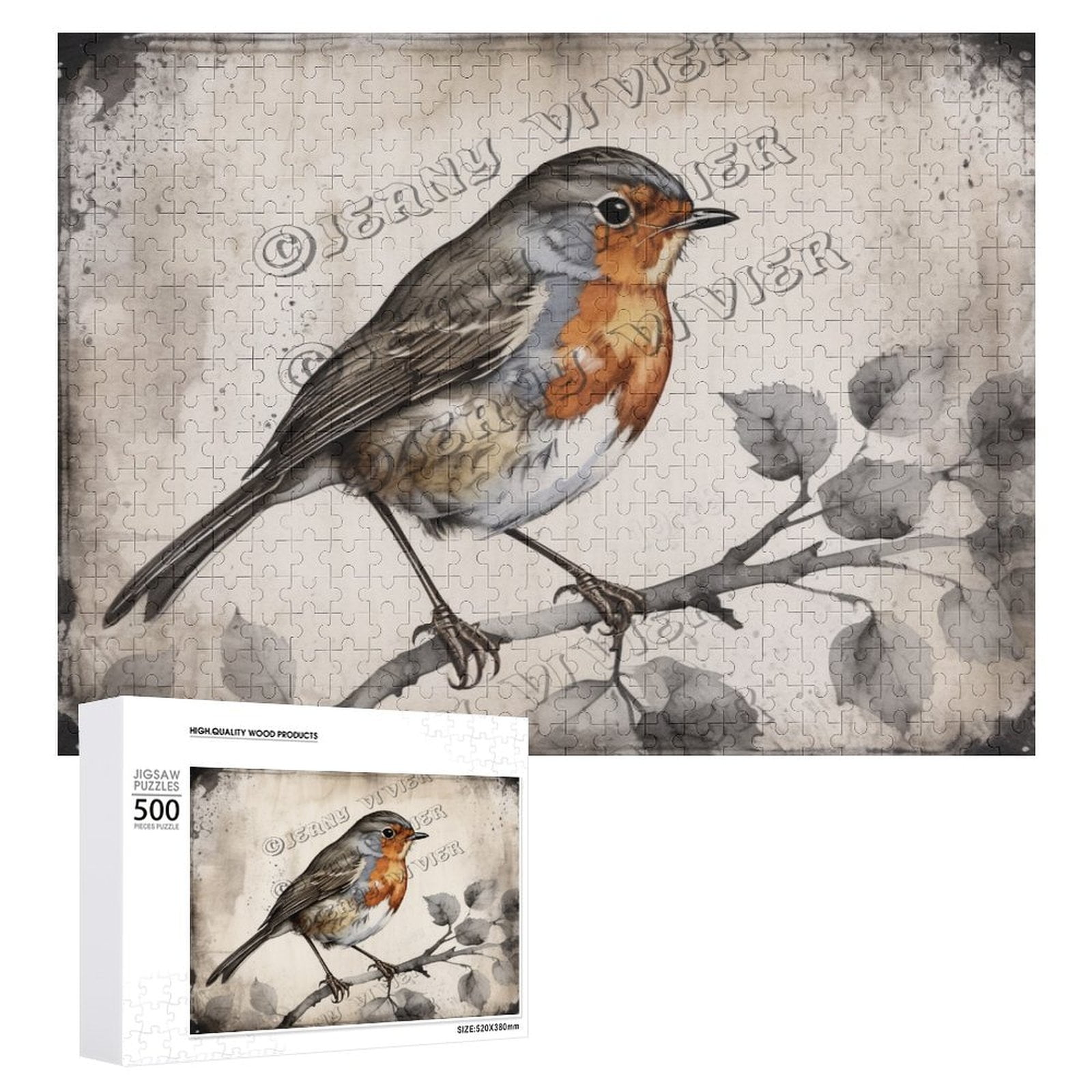 Robin Bird 500 Piece Jigsaw Puzzle For Adults - Challenging Puzzle ...