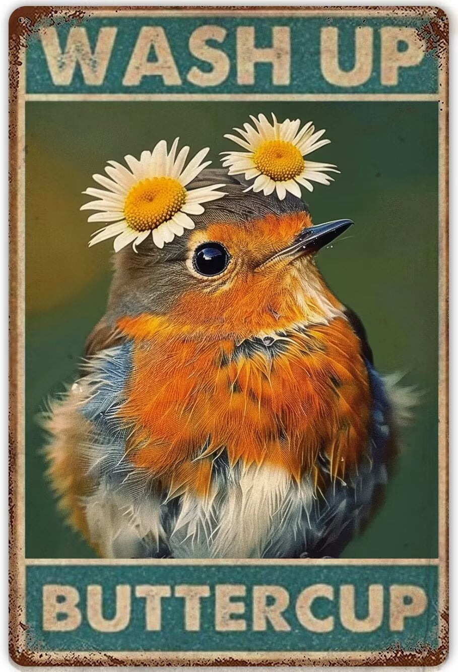 Robin Bird Bathroom Signs Metal Plaque Poster Wash Up Buttercup Funny ...