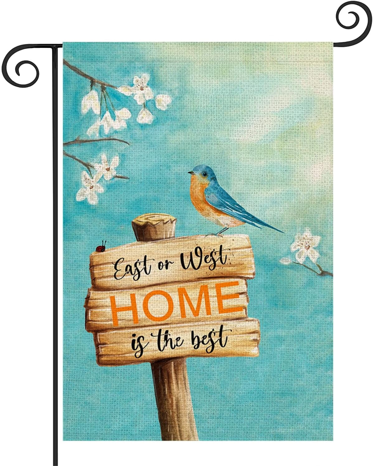 Robin Bird Blue Garden Flag, Easter or West Home is the Best Warm Quote ...